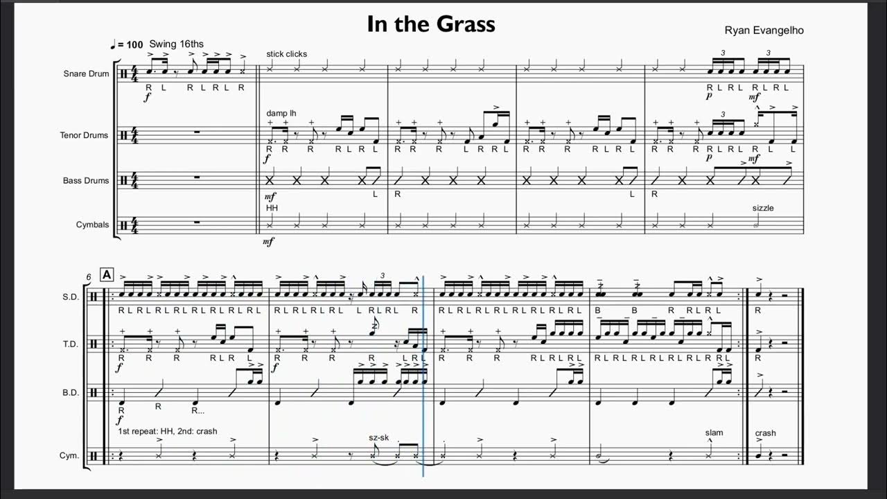 Easy Drumline Cadence "In the Grass" REVAMP - YouTube