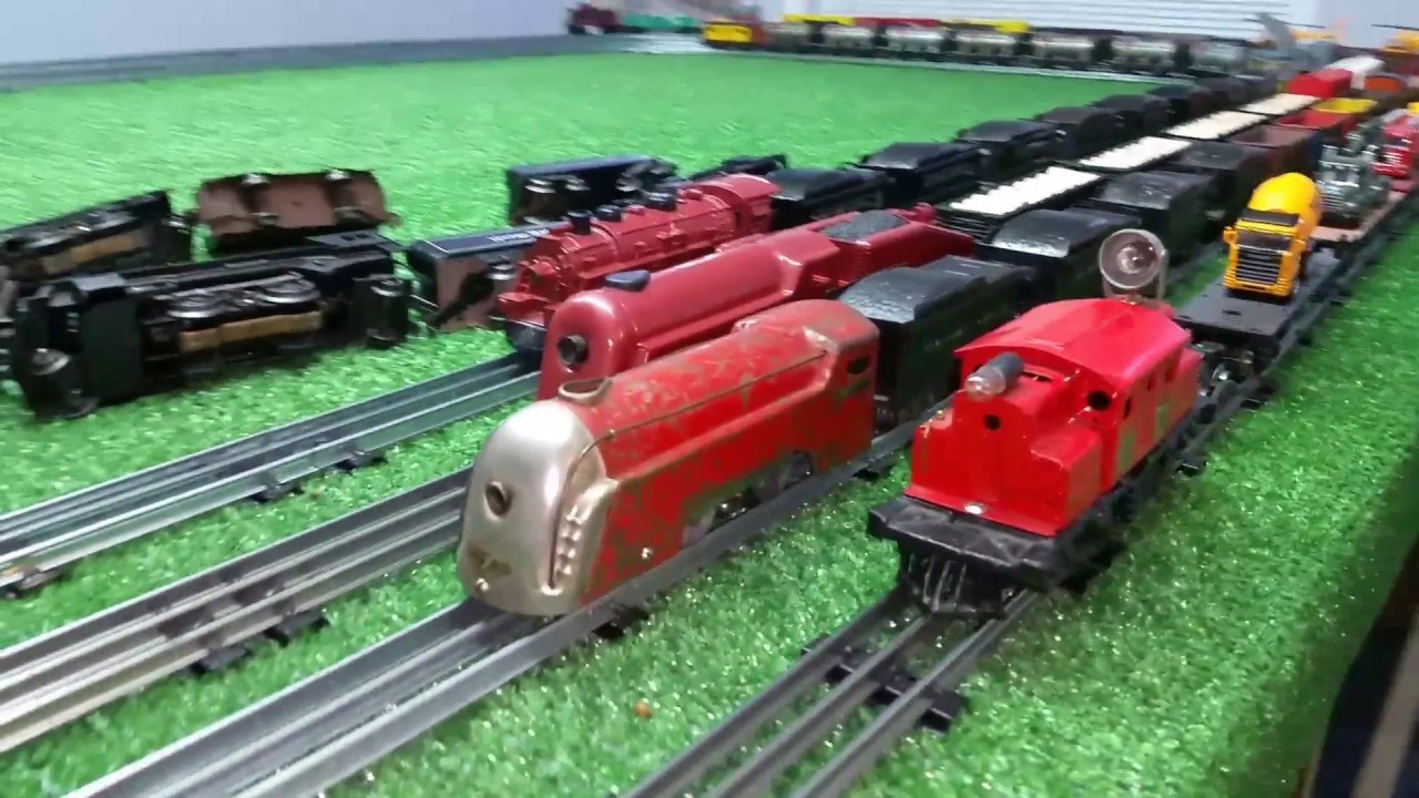 MARX TRAIN ROOM / 4 RED LOCOMOTIVES - YouTube