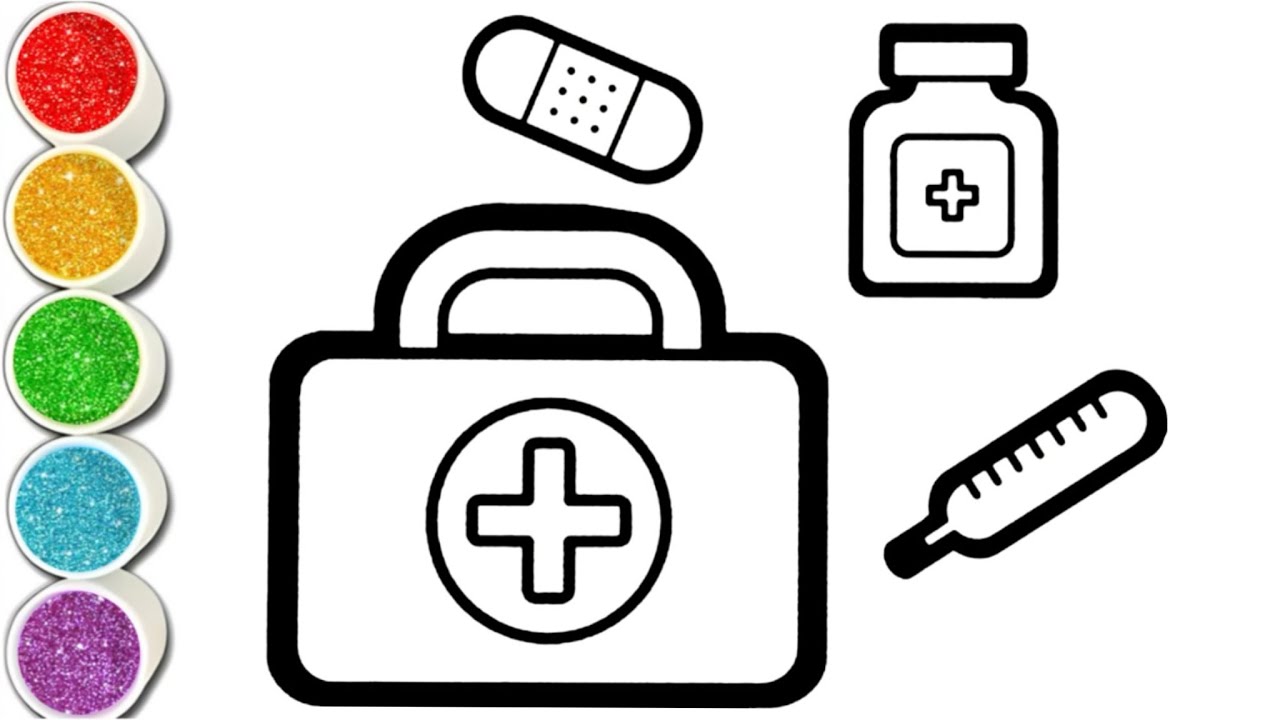 Doctors First Aid Kit ⛑️🧑‍⚕️ Drawing Painting and Colouring for kids ...