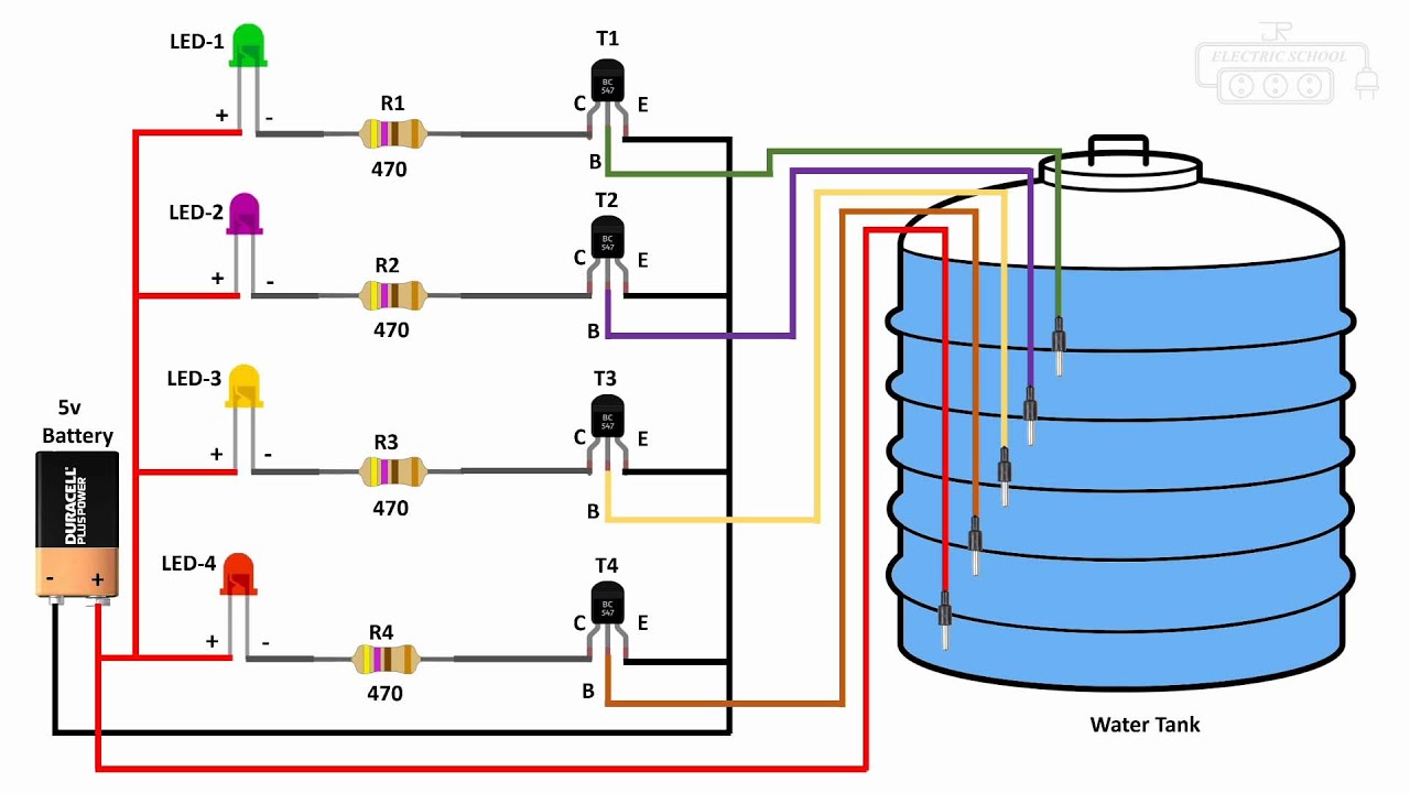 Water Level Indicator Circuit JrElectricSchool YouTube