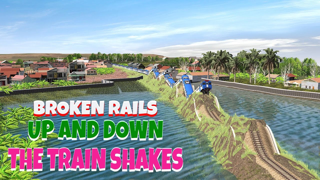 Two Colorful Trains vs Broken Rails Up And Down, The Train Shakes | Trainz Railfans IN - YouTube