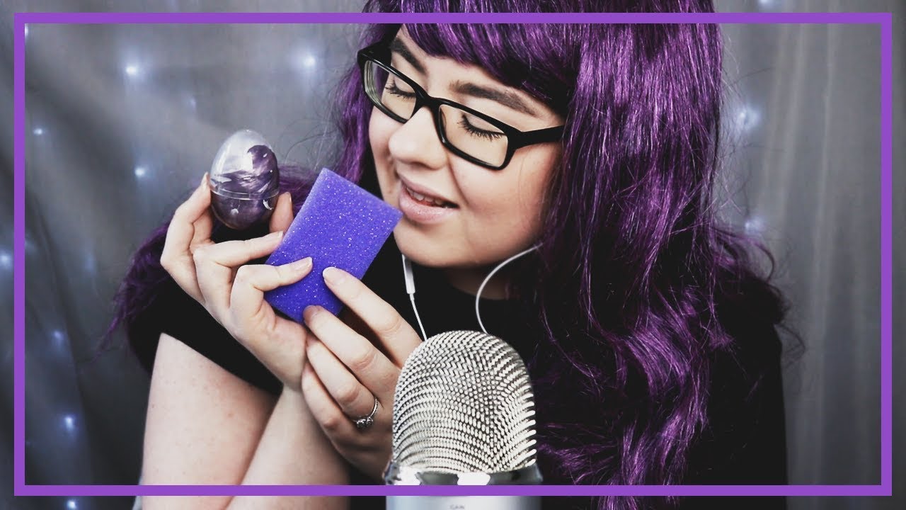 ASMR FÄRGTEMA LILA | Tapping Crinkle Slime Disksvampar m.m (svenska ...