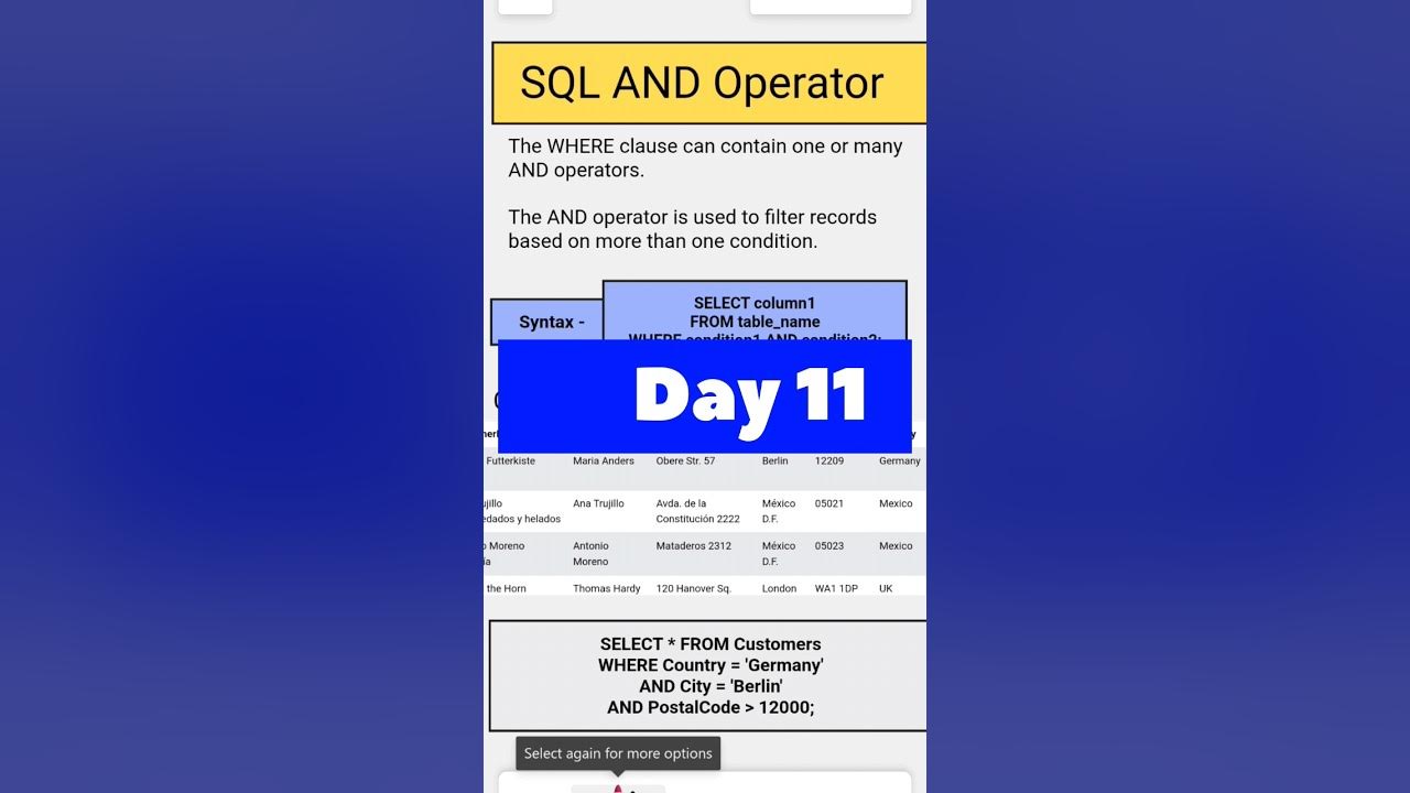 20 Days Sql Challenge Day 11 And Operator In Sql Sql Sqlinterview Sqlcommands Database
