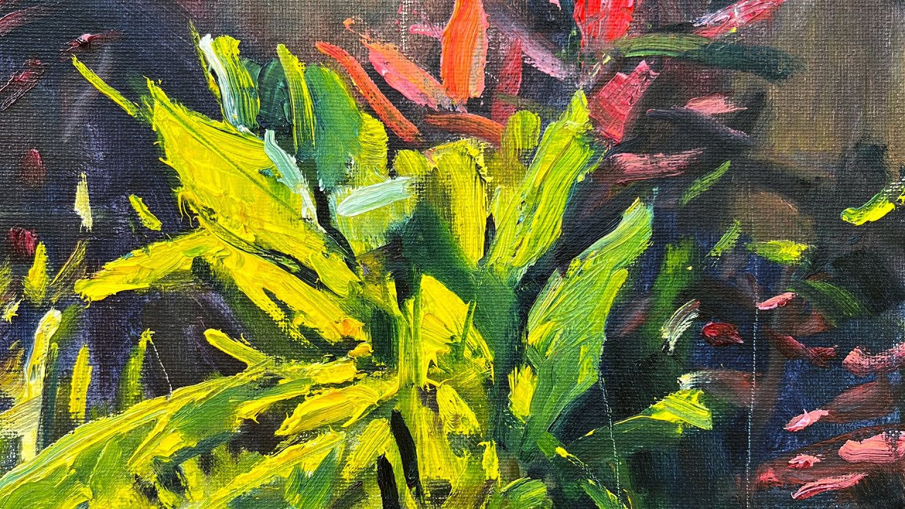 Painting plants with oil - YouTube