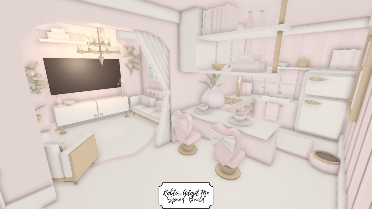 elegant pink coquette tiny home speed build 🎀 roblox adopt me! - YouTube