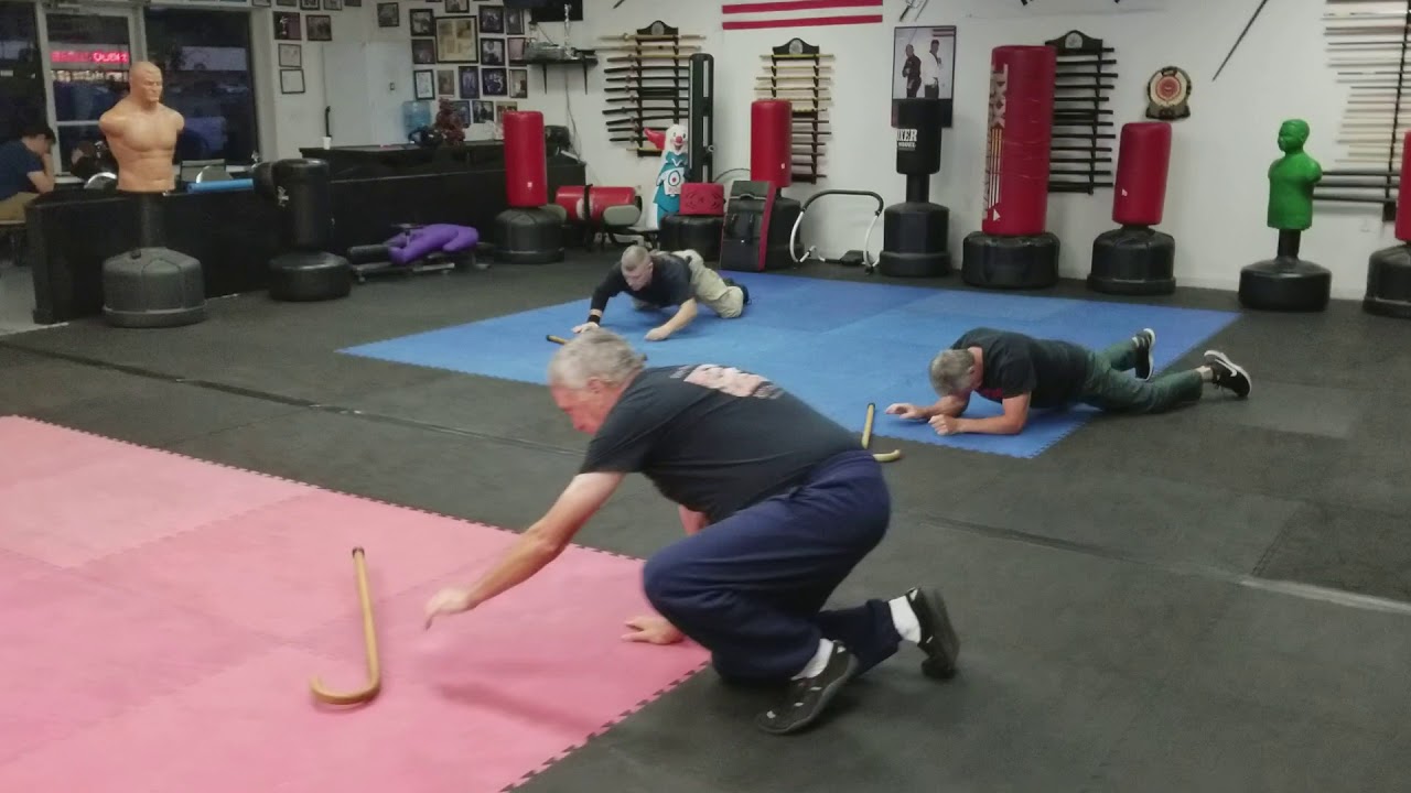Cane ground self-defense drills - YouTube