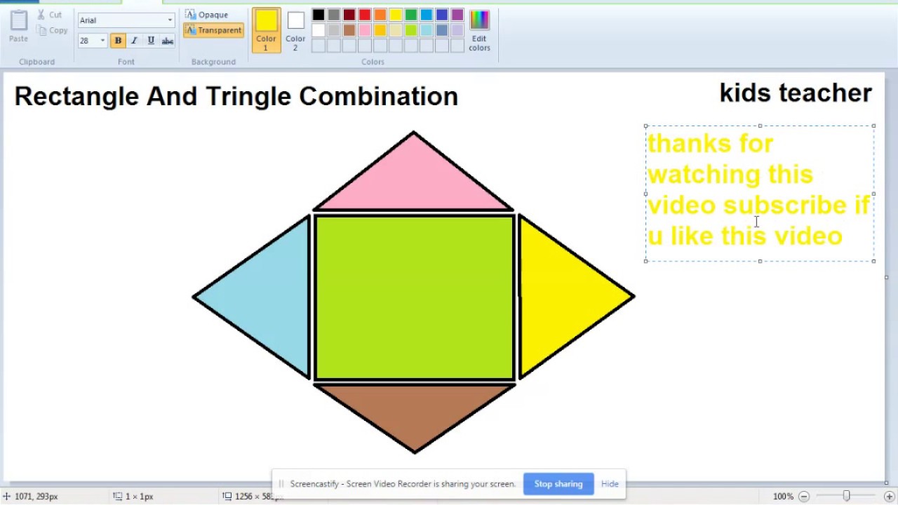 Ms Paint For Kids Draw Basic Drawing Using Rectangle And Triangle - YouTube