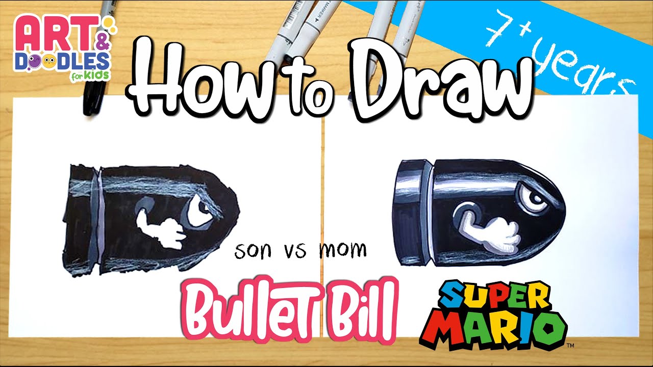 How To Draw Bullet Bill From Mario - YouTube