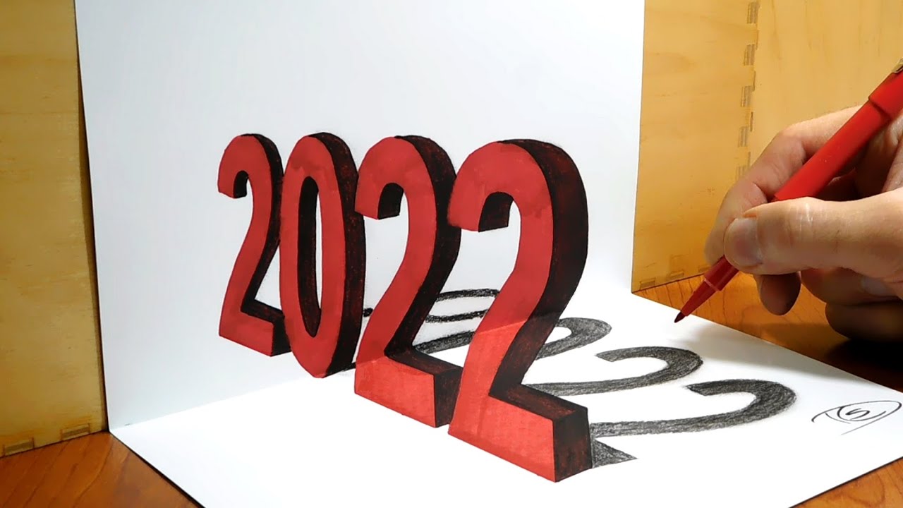 How to Draw 2022, 3D Drawing Trick Art On Paper - YouTube