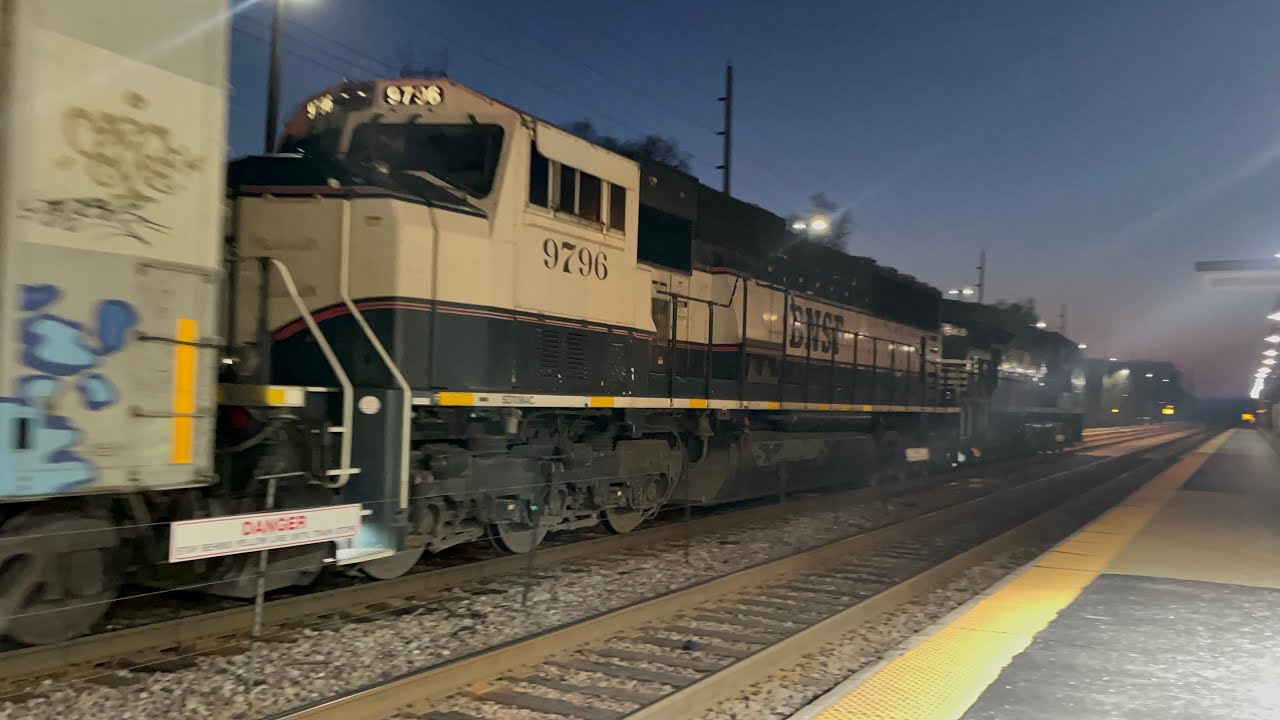 BNSF 9796 Executive Green sd70mac trailing on a crude oil train at ...