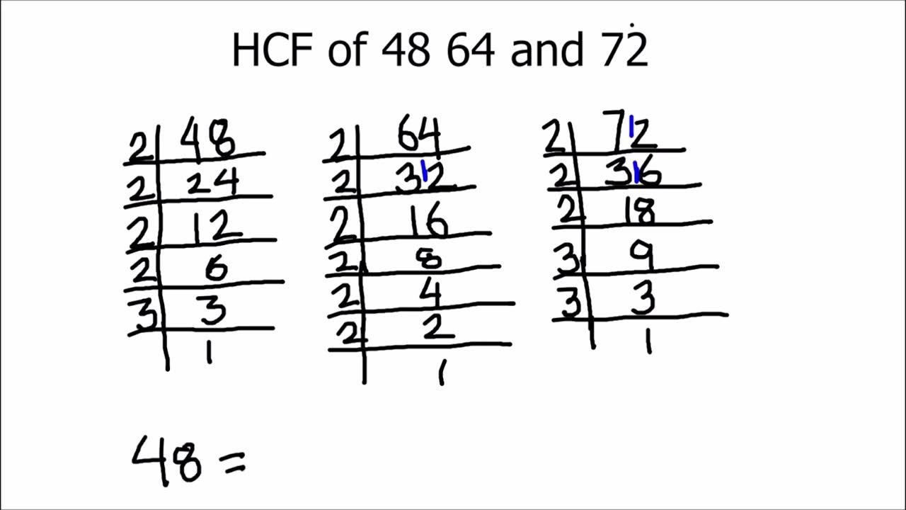 How to find HCF of 48 64 and 72 / 48 64 and 72 ka hcf / hcf of 48 64 ...