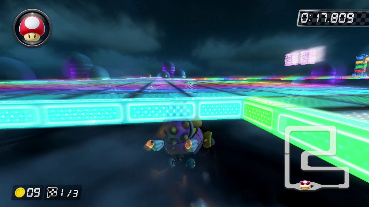 SNES Rainbow Road [200cc] - 1:02.512 - alpha (Mario Kart 8 Deluxe World ...
