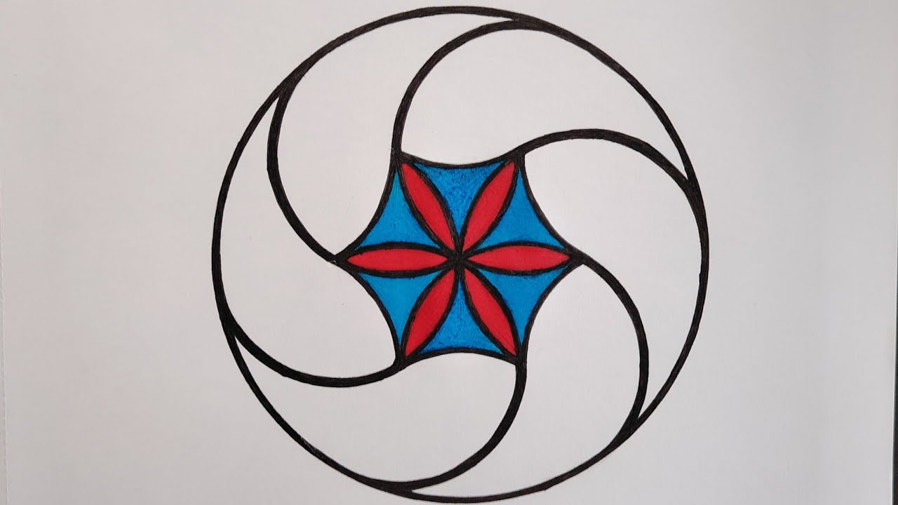 How to draw Mandala art using circles| Symmetrical Mandala art based on ...