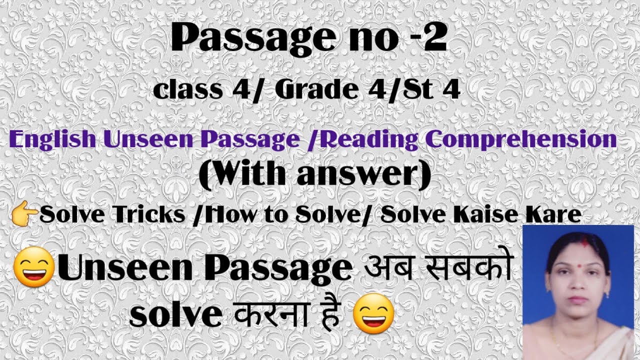 Unseen Passage For Class 4.Reading Comprehension For Grade 4.👉See ...