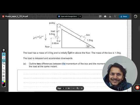 A student uses a load to pull a box up a ramp inclined at 30°. A string of constant length and ...