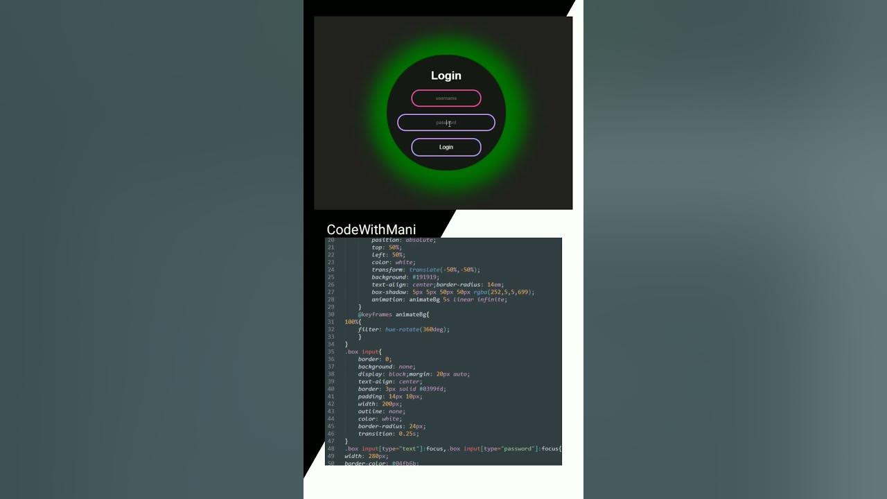 Stylish Login Page With Full Animation Create By Html And Css Only Shortsvideo Animation Html