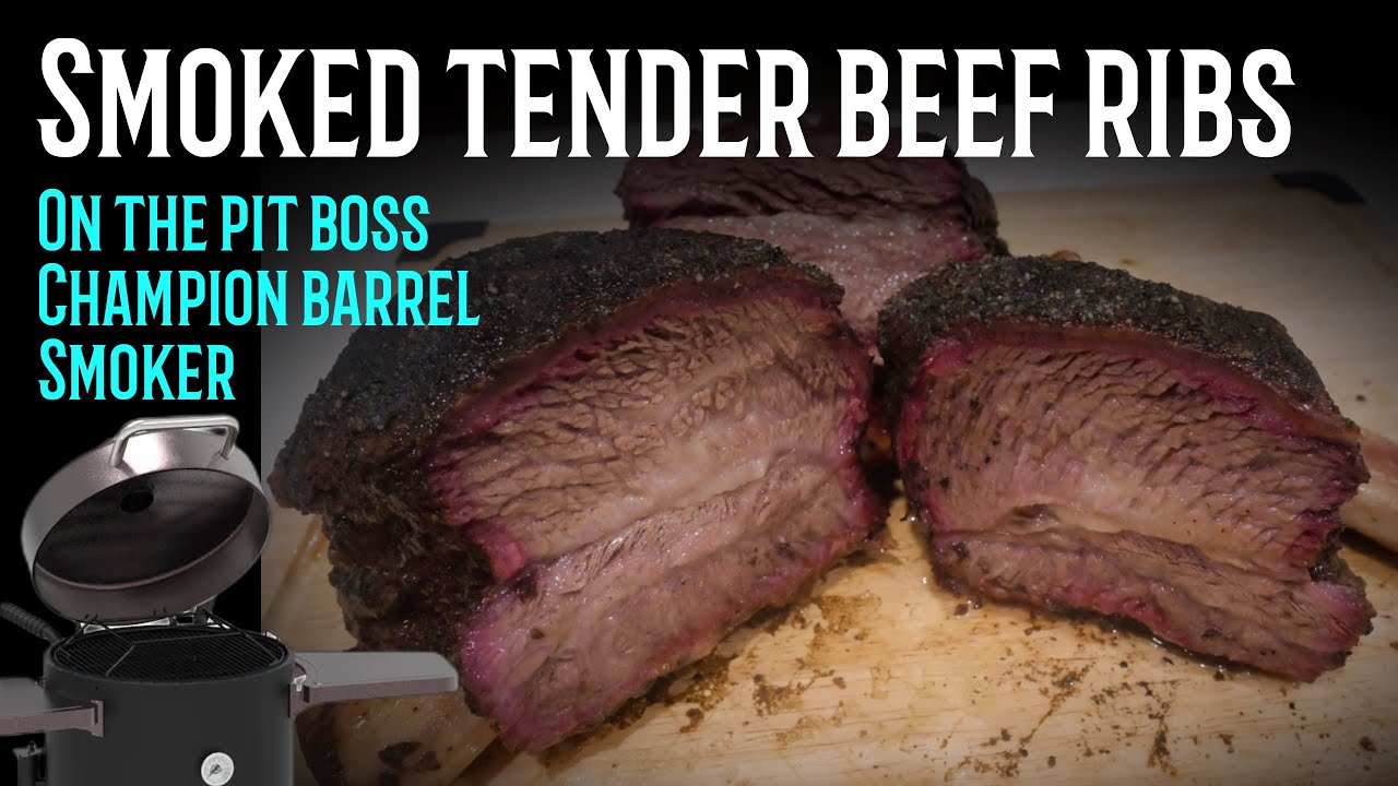Juicy tender beef ribs on the pit boss champion barrel smoker - YouTube