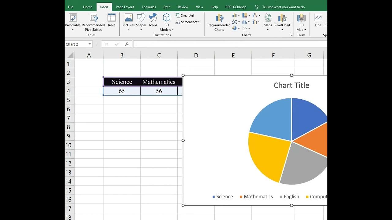 How to make Basic pie chart of student result card in ms excel #exceltips #exceltutorial #pc ...