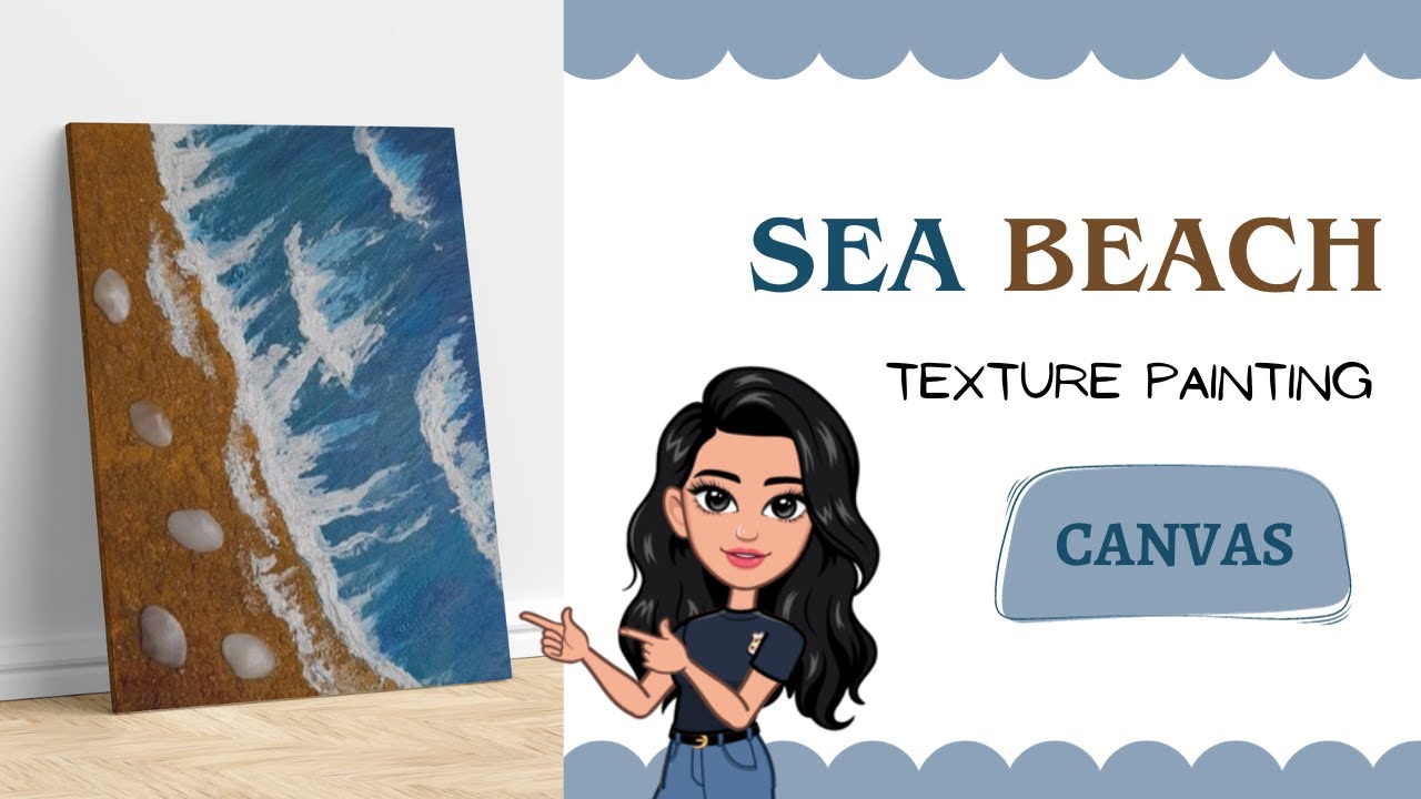 texture painting on canvas | sea beach painting in acrylic | wall putty ...