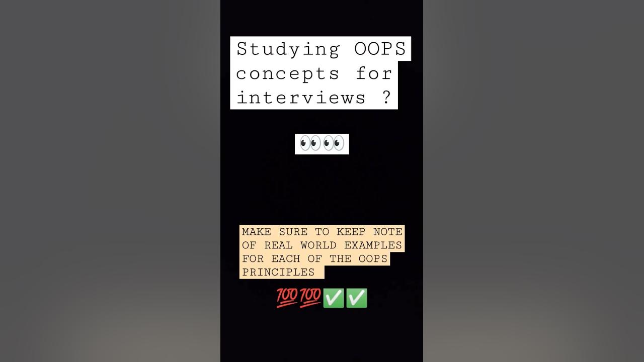 Object Oriented Programming Concepts Interview Prepration 🤩🤩 Oops Oopsconcept Youtube