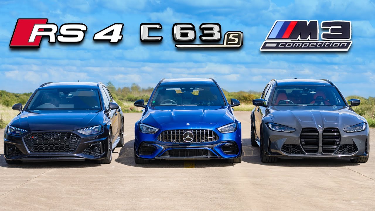 신형 AMG C63 S vs BMW M3 vs 아우디 RS4 - 드래그 레이스! - YouTube