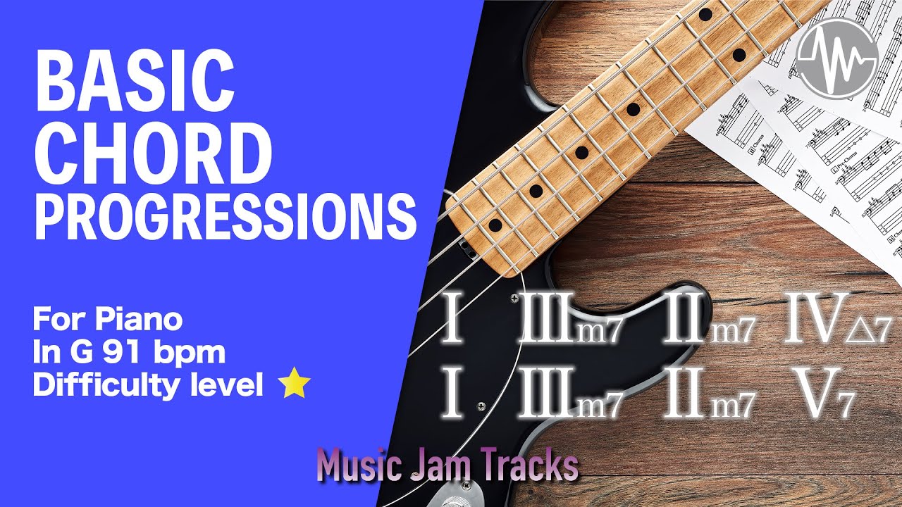 Basic chord progressions Jam for【Piano】G Major 91bpm No Piano Backing ...