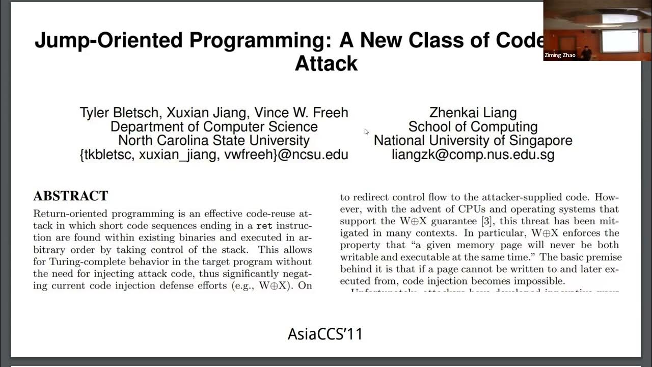 Northeastern CY 5770 Fall 2024 [Week 11 Lecture 1 Return-oriented Programming] - YouTube