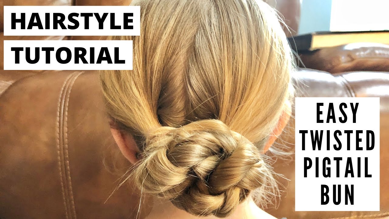 Easy Twisted Pigtail Bun - YouTube