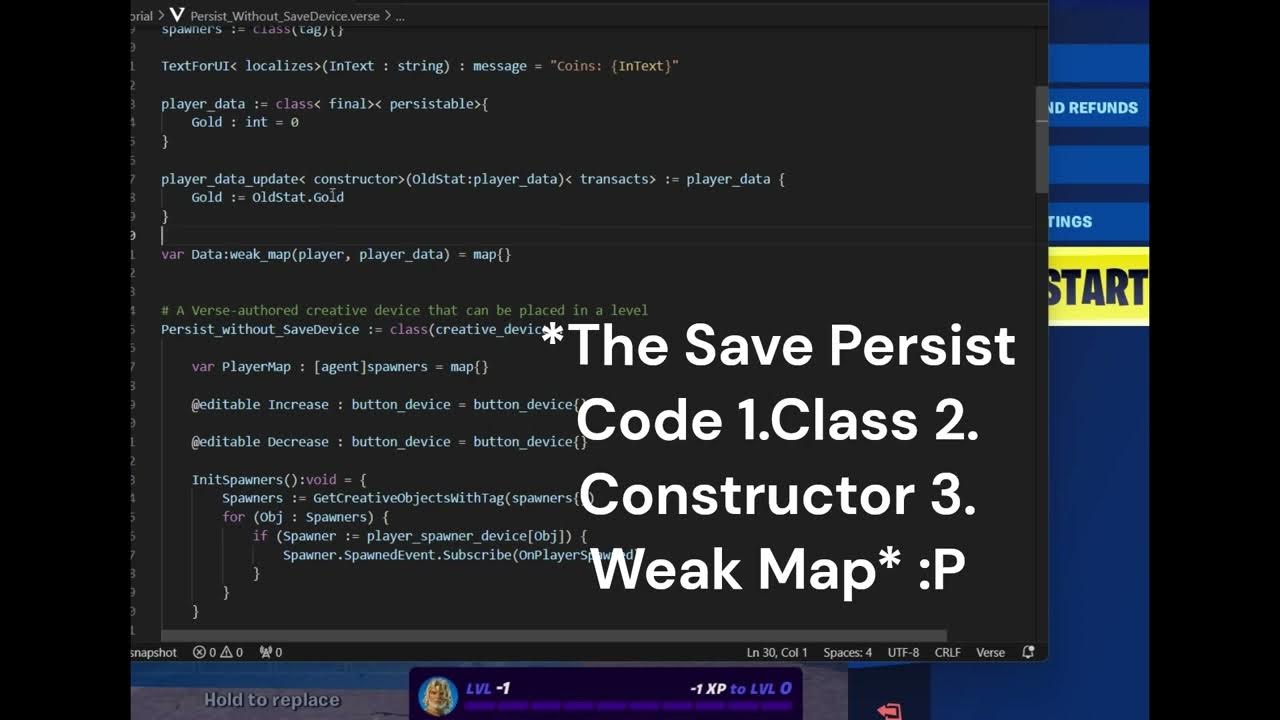 Verse Persistence Save Without Spawners or Save Device UEFN - YouTube