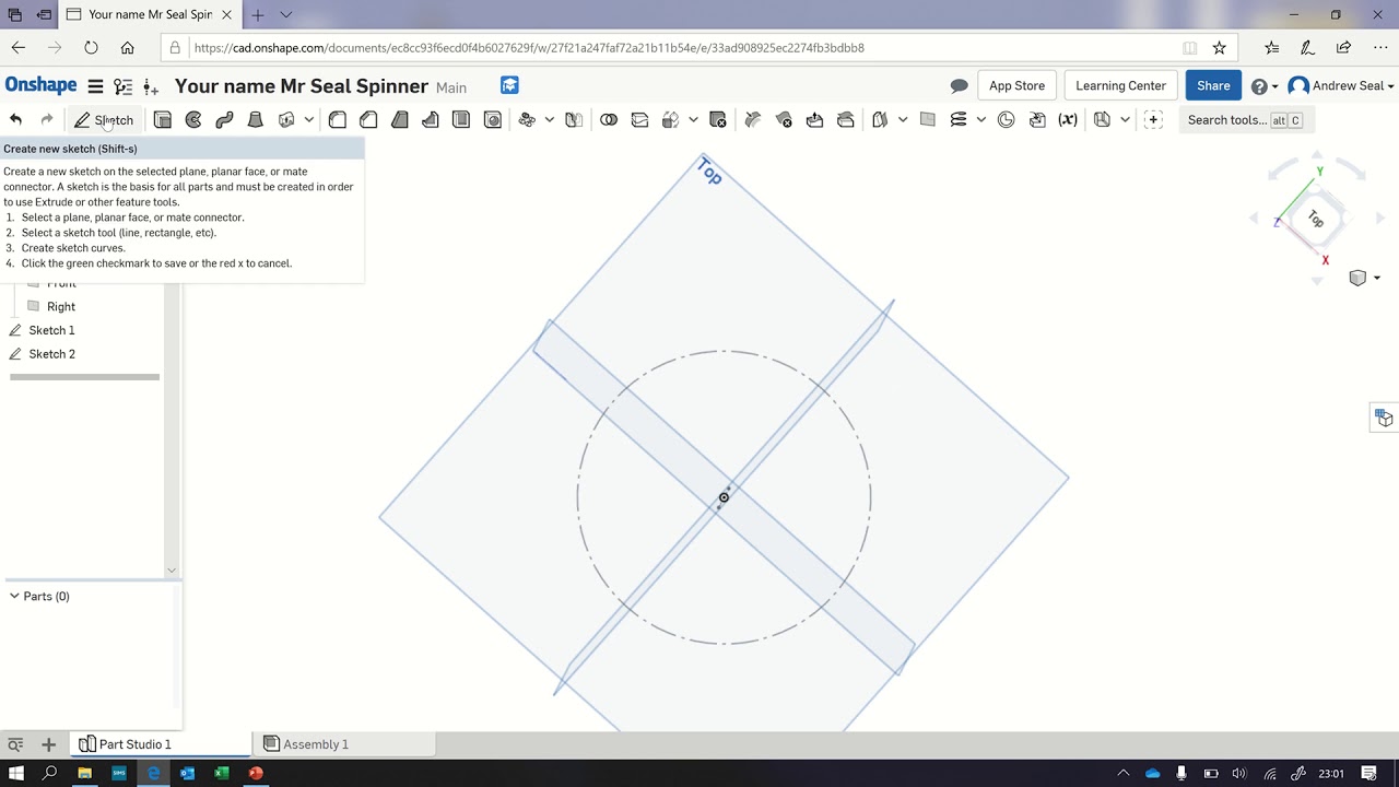 OnShape Spinner Guide 1 - Basic Design - YouTube