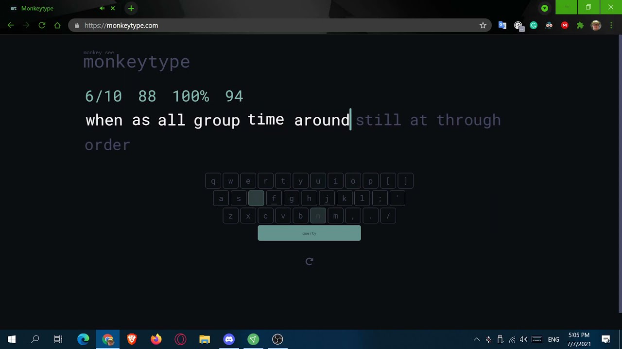 Monkeytype, 100WPM, 10 Word - Earthquake mode - YouTube
