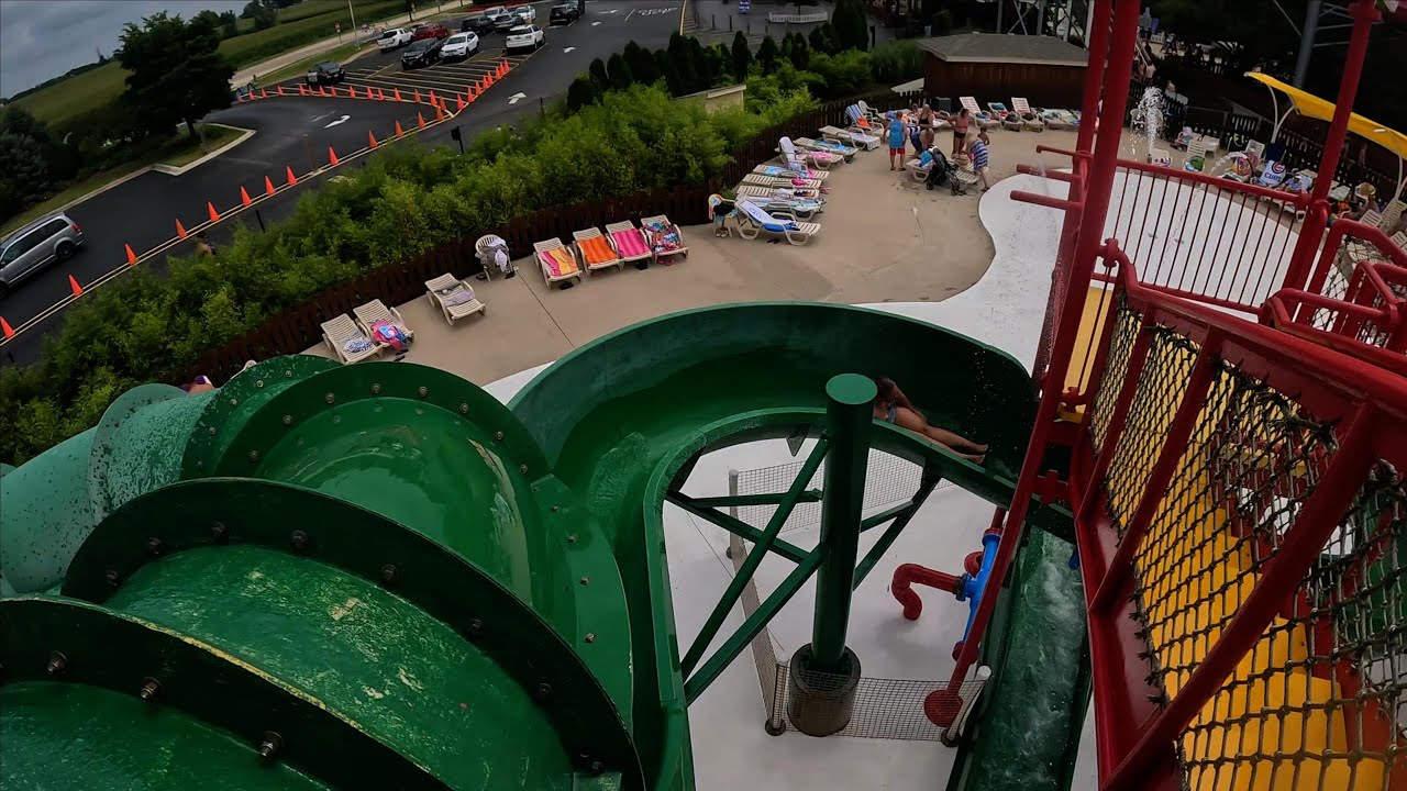 Kangaroo Falls - Green Slide at Raging Waves Waterpark - YouTube