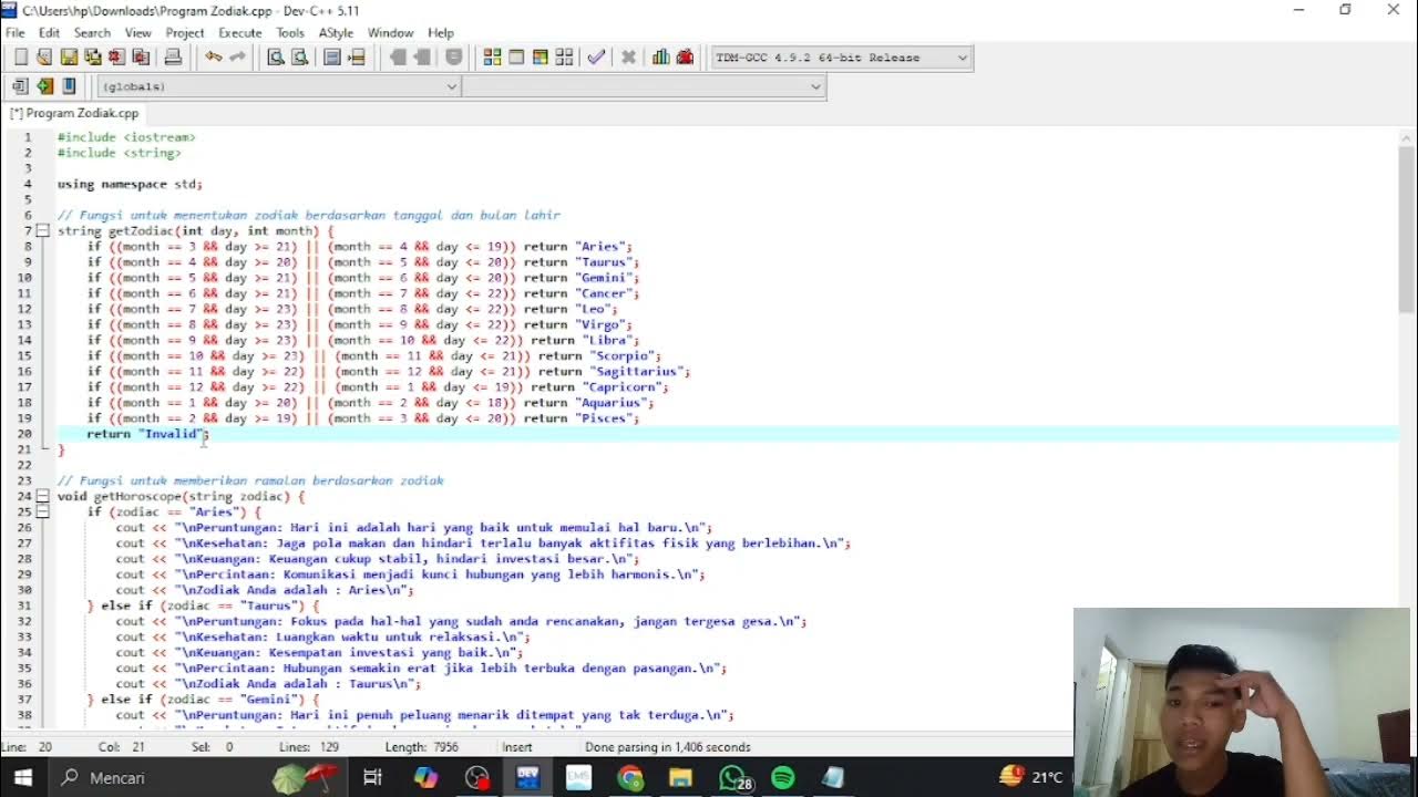 program zodiak c++ tugas kuliah pemrograman dasar - YouTube