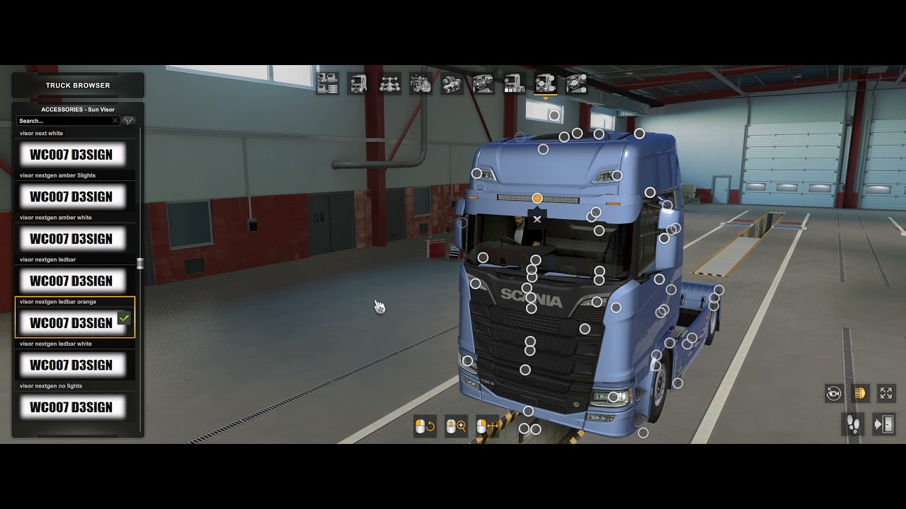 ETS2 Scania Nextgen visor with ledbar - YouTube