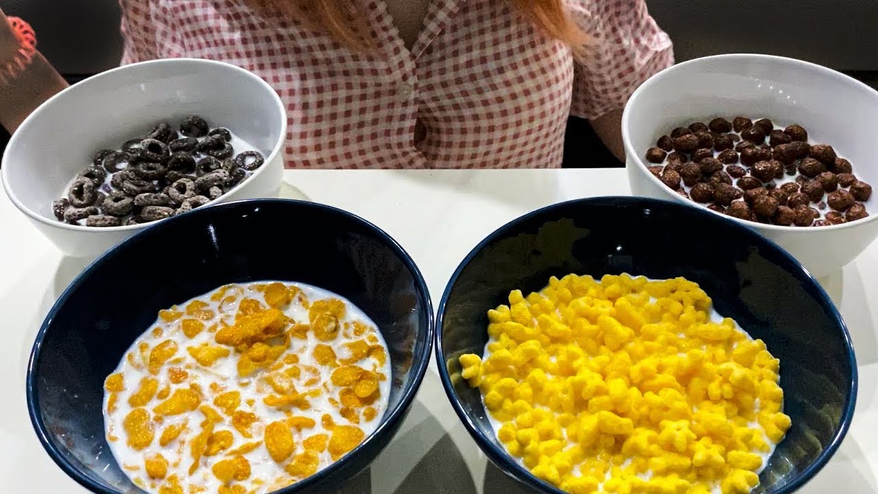 ASMR MUKBANG 묵방 Breakfast Cereals OREO NESQUIK No talking ASMR Food ...