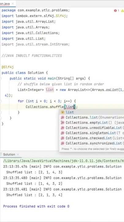 Java Collections shuffle function #shuffle #java #collections #leetcode #datastructures # ...