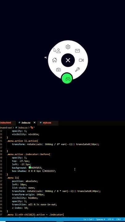 Animated Circle Menu using html css javascript #shorts - YouTube