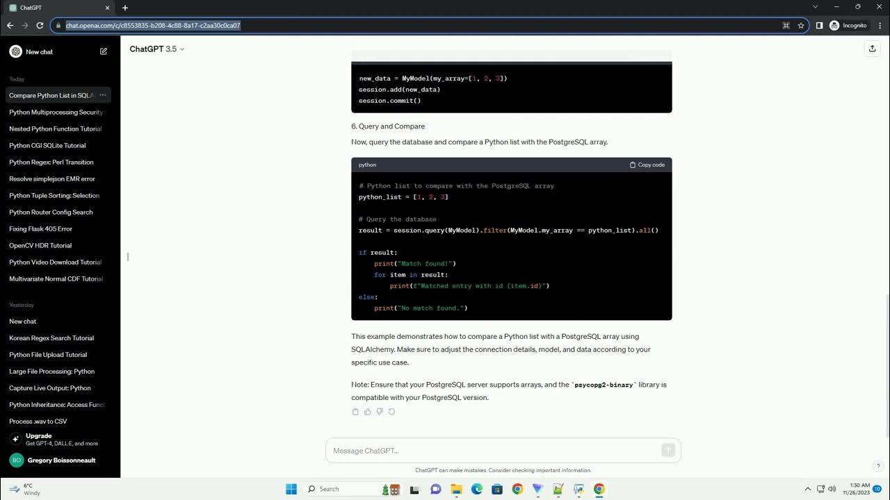 How Do I Compare Python List With Postgres Array In Sqlalchemy Youtube