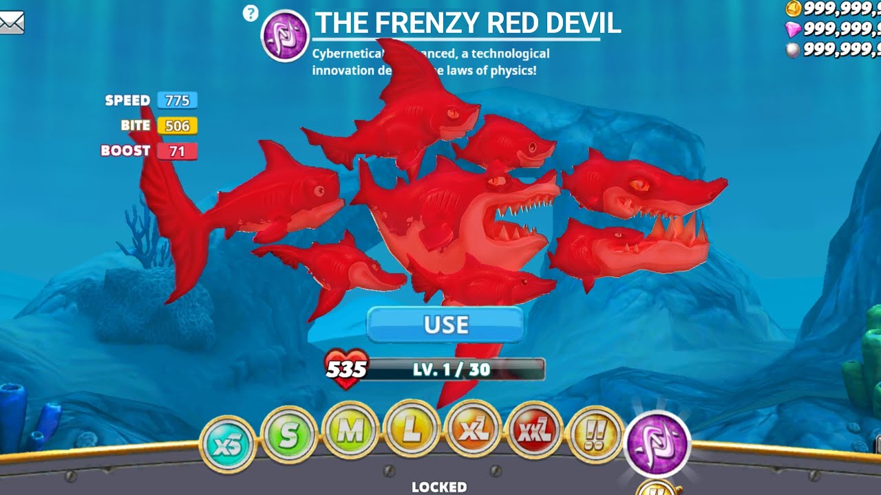 BIG THE FRENZY RED DEVIL ENEMY SHARK EAT ALL HUNGRY SHARK WORLD ...