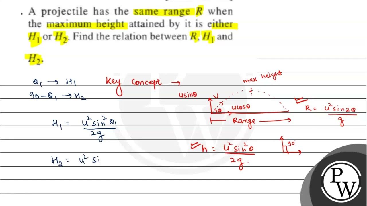 A projectile has the same range \( R \) when the maximum height att... - YouTube