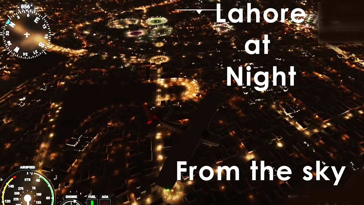 The Stunning Lahore at night from the sky - Flight around Lahore - YouTube