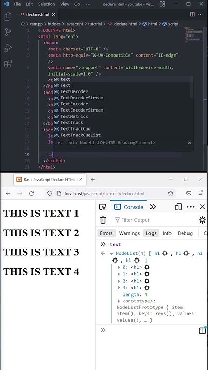 Basic Javascript Tutorial Declare Html Elements Shorts Jmc23id Youtube