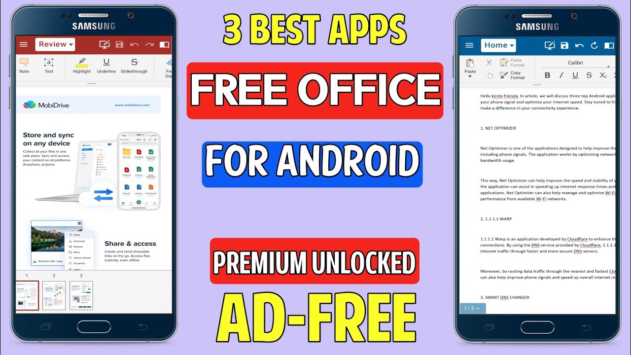 Top 3 Free Office Apps For Android - YouTube