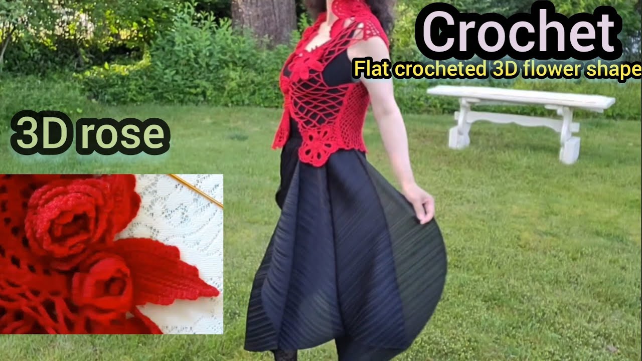 3D Rose Crochet Tips | Romantic Crochet Top | Free Asymmetric Cardigan ...
