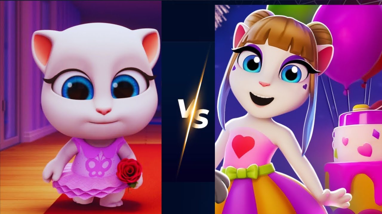 Talking Angela 🩷 Skating Then vs Now My Talking Tom Friend 🐶😍 Vs My ...
