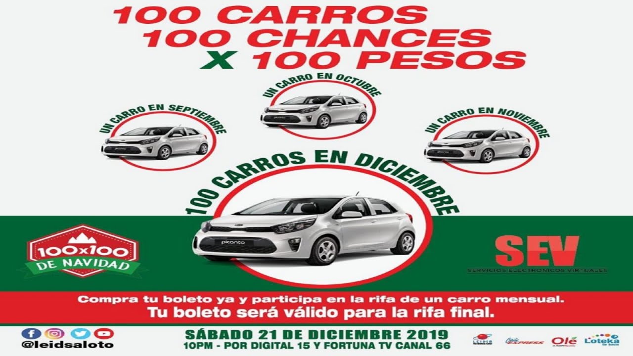 Sorteo Leidsa 100 Carros del 21 de Diciembre del 2019 - YouTube