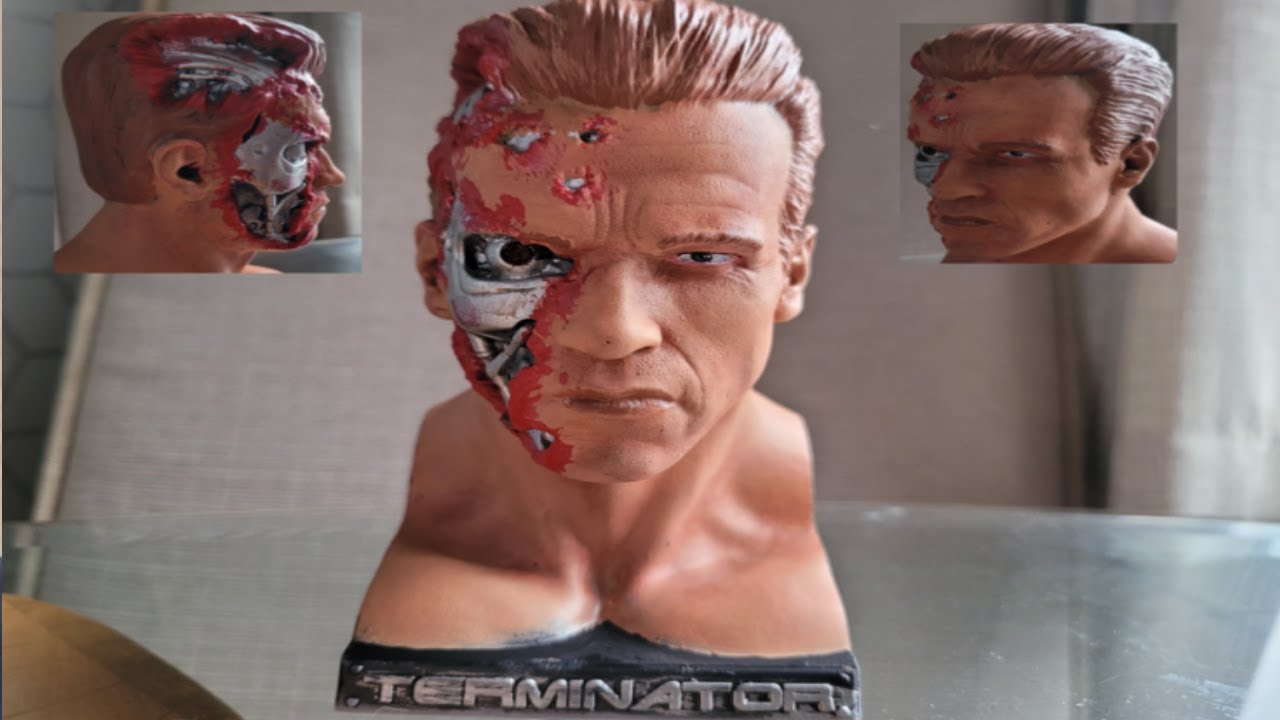 How To Brush Paint a Face On A 3D printed Terminator Arnie Model - YouTube
