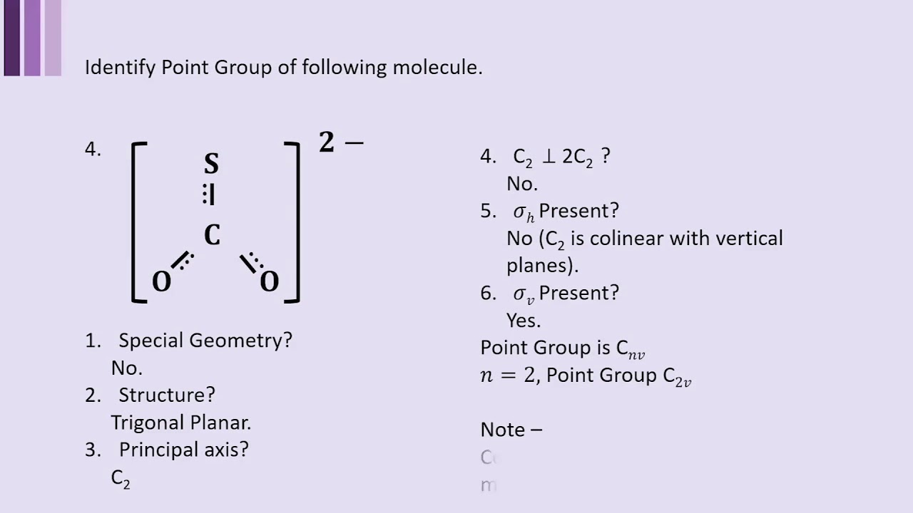 Molecular Point Group Examples Part 1 - YouTube