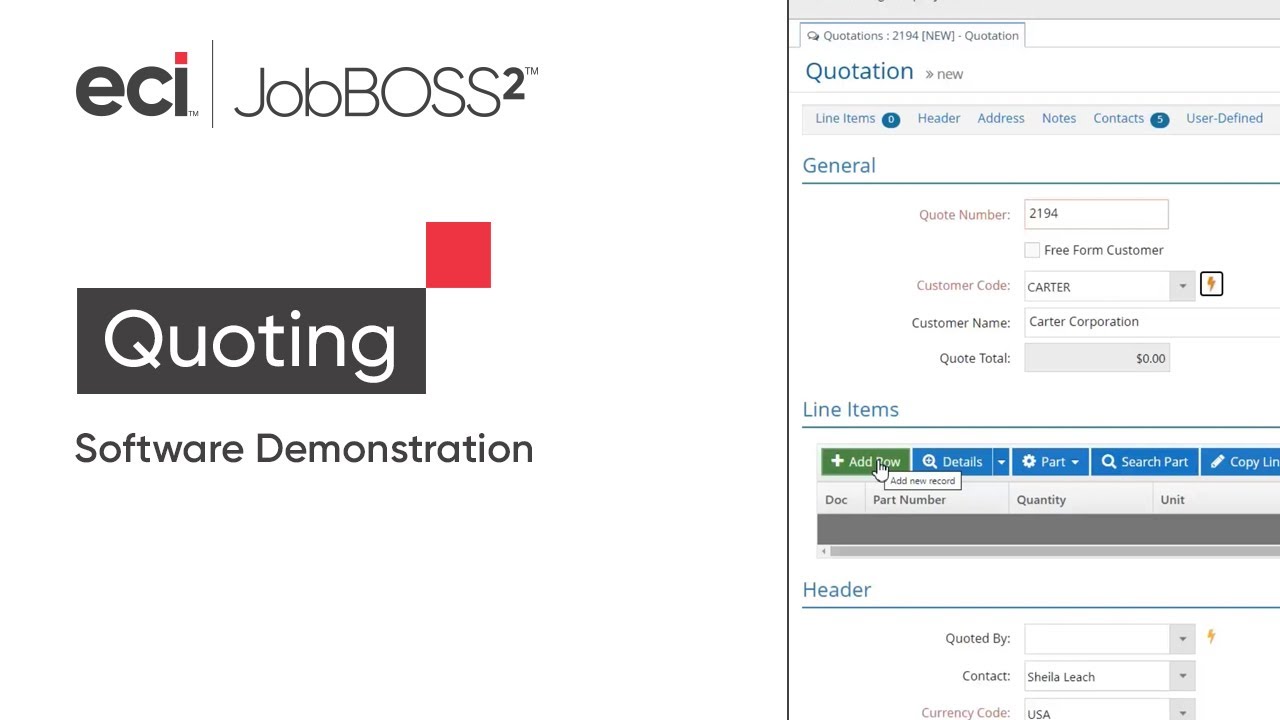 Quoting with JobBOSS² Software - YouTube