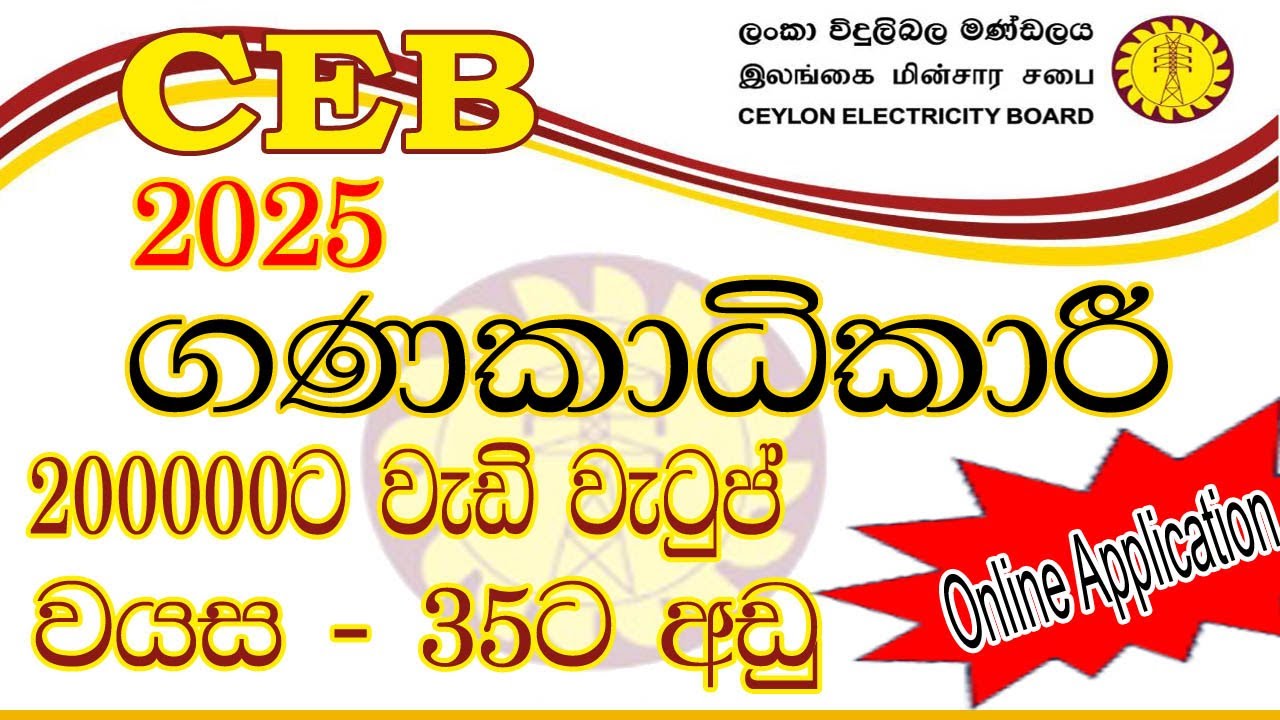 🇱🇰📢 Accountant (Class II, Grade II) Job Vacancy – Ceylon Electricity ...